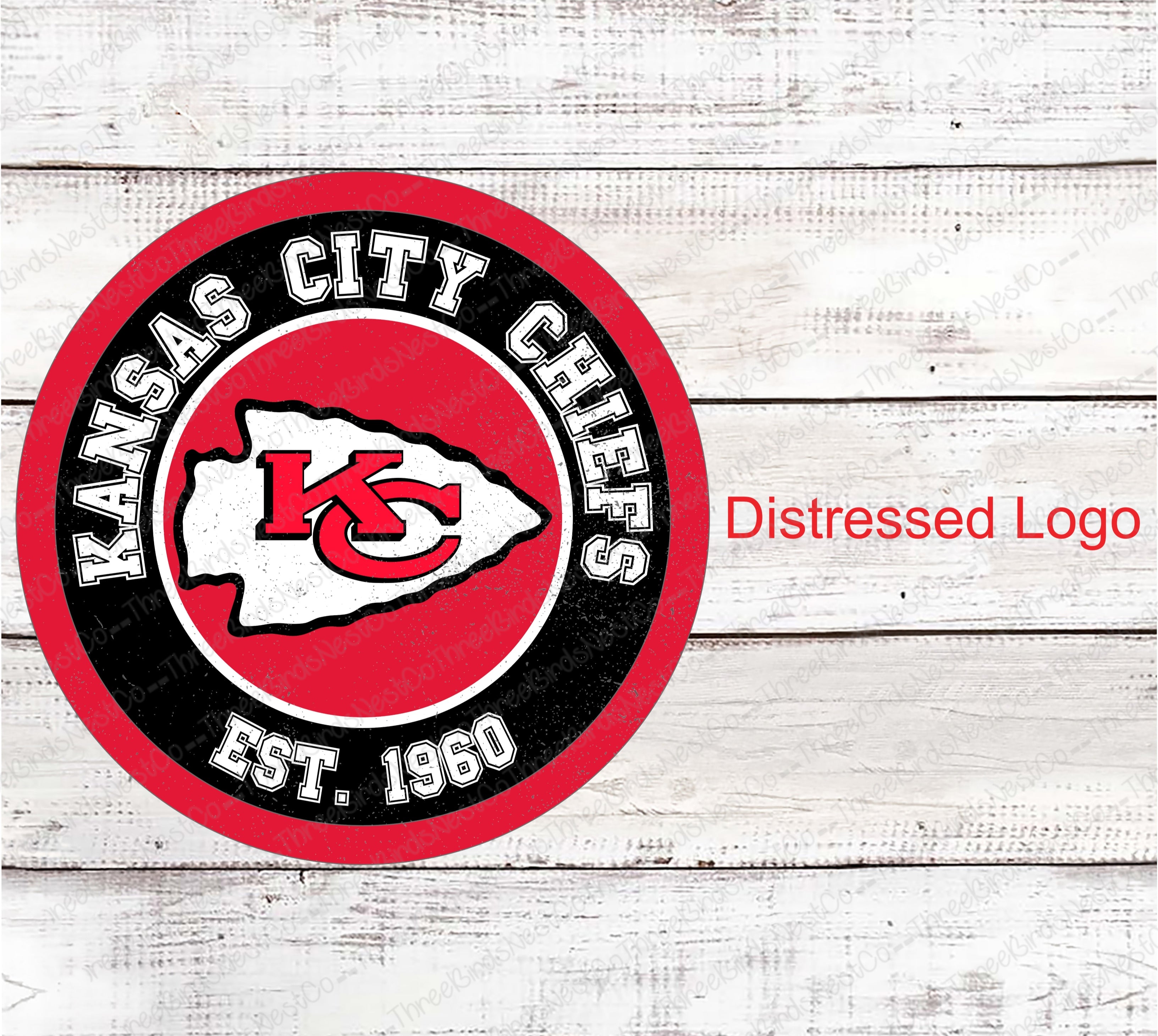 KC Chiefs Distressed Logo Sign – Three Birds Nest Company