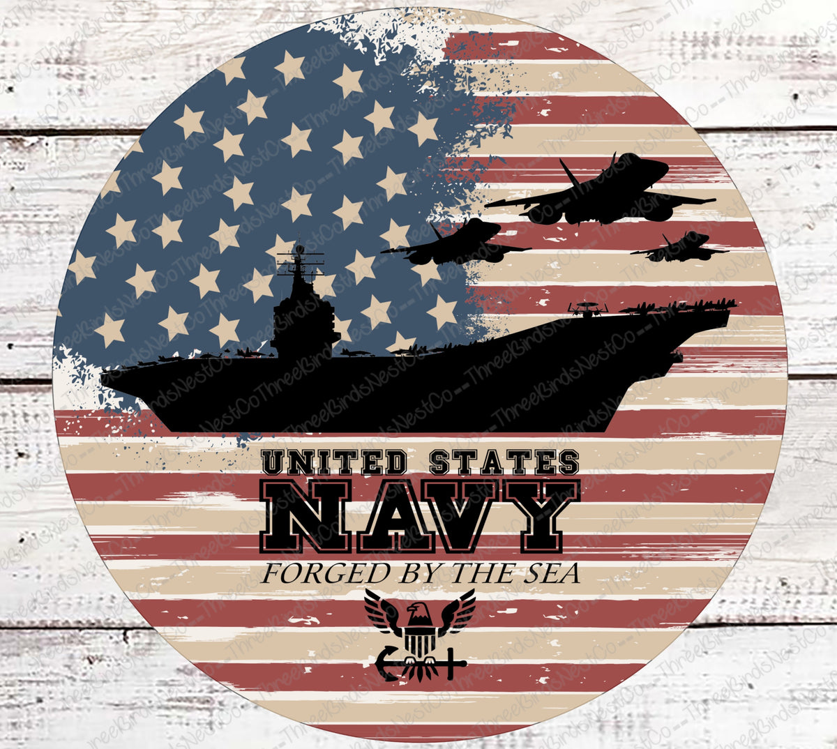 US Navy Forged by the Sea Military Sign| Three Birds Nest Company