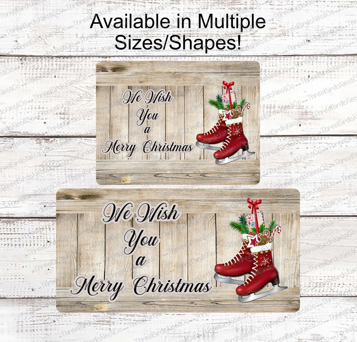 We Wish You a Merry Christmas Ice Skates Sign| Three Birds Nest Company