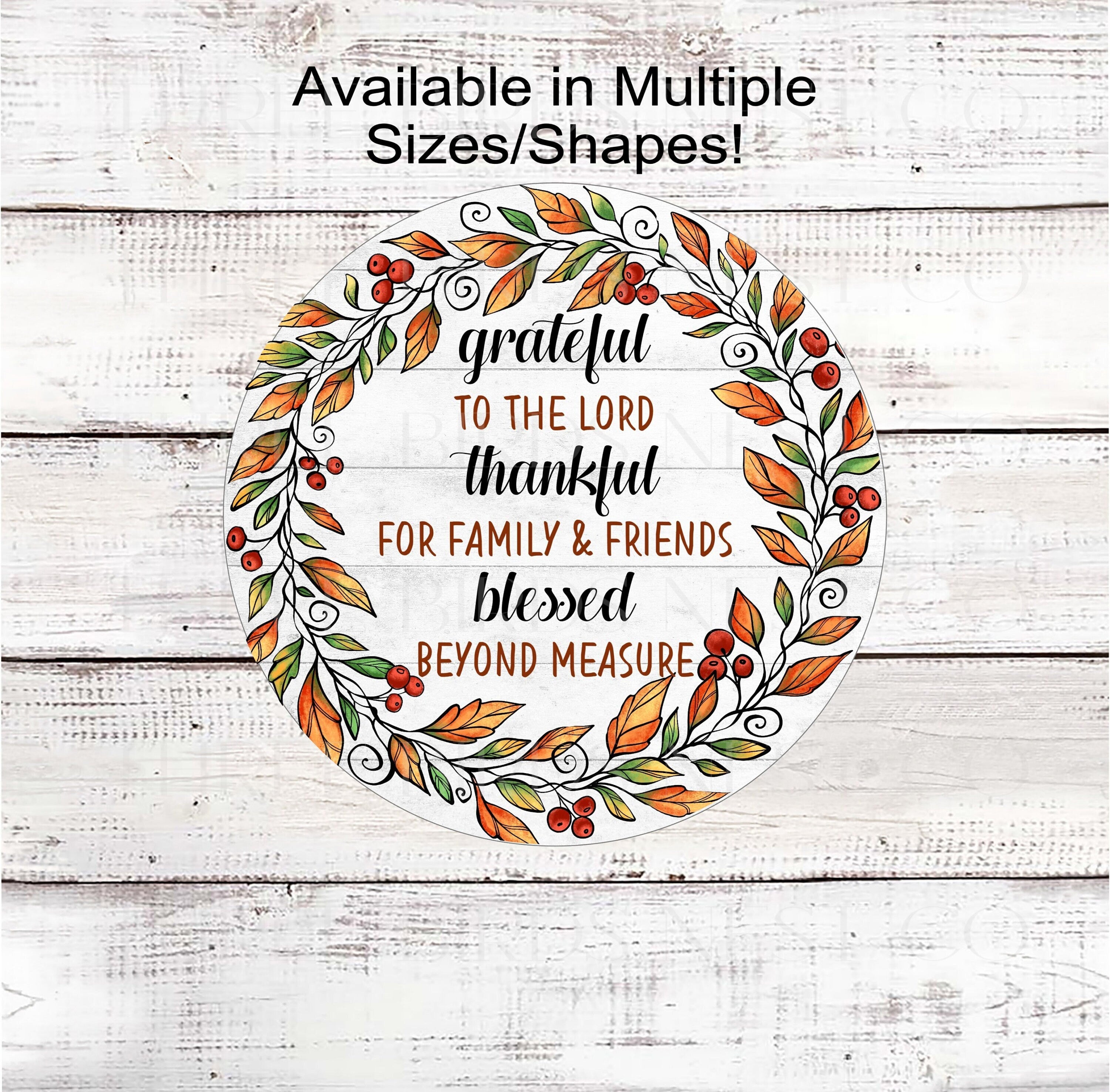 Grateful Thankful Blessed Wreath Sign - Fall Welcome Sign - Christian ...